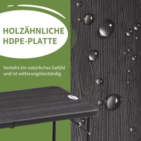 Skládací venkovní stůl Outsunny Plastový 118 x 60 x 74 cm, Odolný proti povětrnostním vlivům, Protiskluzový Bufetový stůl, Stanový stůl, Stůl na balk…