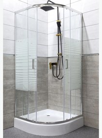 Novoterm Čtvrtkruhový sprchový kout NV-Madera 90x90 chrom/potisk - bez vaničky