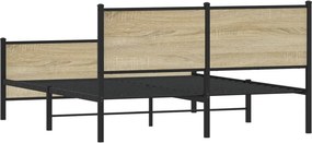 Kovový rám postele bez matrace dub sonoma 150 x 200 cm 3301362