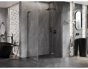 Mexen Lunar, L pravý výklopný sprchový kout 75 x 70 cm, 8mm čiré sklo, grafitový profil, 834L-075-070-95-00-P
