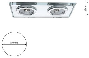Podhledové svítidlo Glass Square II, 1x skleněné/stříbrné kovové stínítko, s