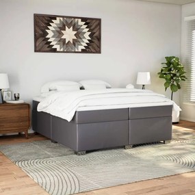 Box spring postel s matrací šedá 200x200 cm umělá kůže 3285227