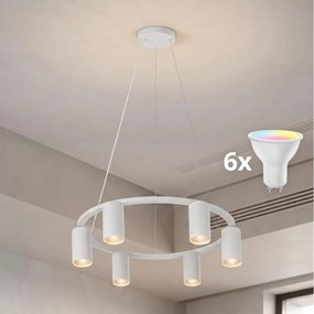 BRILAGI - LED RGBW Stmívatelný lustr na lanku SELE 6xGU10/6,5W/230V bílá