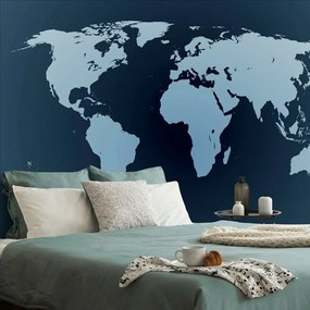 Samolepící tapeta mapa světa v odstínech modré - 150x100 cm
