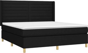 Box spring postel s matrací a LED černá 180x200 cm textil 3138975