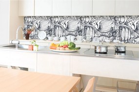 DIMEX | Fototapeta do kuchyně Černobílé ryby KI-350-183 | 350 x 60 cm | černobílá