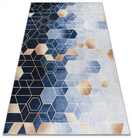 Dywany Łuszczów, Kusový koberec ANDRE Geometric 1216, 80x150, modrá, chodba / předsíň