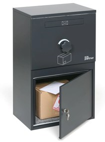 Poštovní schránka na dopisy a balíky, možnost montáže do zdiva, šedá, 810 x 501 x 343 mm