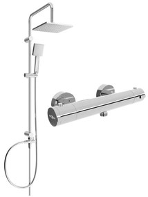 Mexen Tord odkrytý sprchový set s dešťovou sprchovou hlavicí a termostatickou sprchovou baterií Kai, Chromovaná - 77100200-00