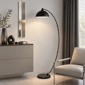 HOMCOM oblouková stojací lampa s mramorovou základnou, černá