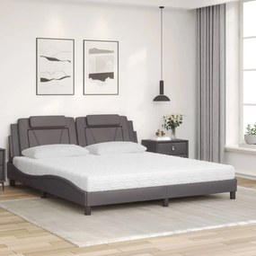 Postel Viana s matrací šedá 180 x 200 cm umělá kůže 3208813