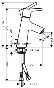 Hansgrohe Talis S, páková umyvadlová baterie 80 CoolStart s táhlem a odtokovou soupravou, chromová, 72013000