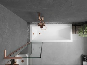 Mexen Next L, 1-křídlová vanová zástěna 50 x 150 cm, 6mm čiré sklo-černý vzor, ​​měděný profil, 895-050-000-03-70-65
