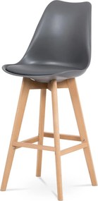 Autronic Barová židle CTB-801 GREY, plast/masiv buk, šedá