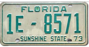 Americká SPZ Florida Sunshine State 1973 White 1E-8571