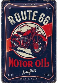 Postershop Plechová cedule: Route 66 (Motor Oil Fortified) - 20x30 cm