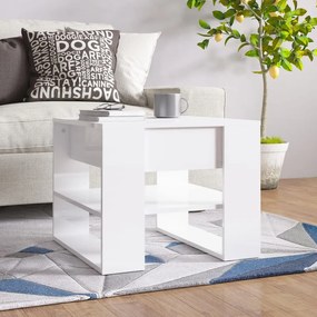 Konferenční stolek lesklý bílý 55,5x55x45 cm kompozitní dřevo - Default Title