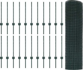 Svařovaná drátěná plotovina s tyčkami 50 x 0,5 m Zelená 3336503