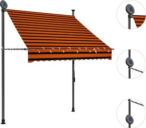Ručně zatahovací markýza s LED světlem 150 cm oranžovo-hnědá 145877