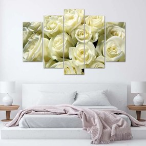 Obraz na plátně pětidílný Bílé růže - 100x70 cm