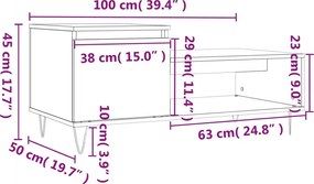 vidaXL Konferenční stolek 100x50x45 cm kompozitní dřevo [830833] Barva: Bílá