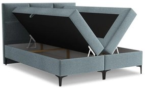 Světle modrá boxspring postel s úložným prostorem 180x200 cm Pakalana – Makamii