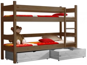 Patrová postel PETR 002 - 80x200 cm borovice masiv - DUB