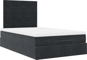 Osmanský rám postele s matracemi černý 120x200cm samet 3314314