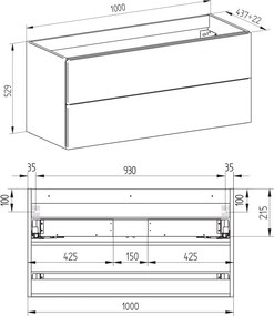 Mereo, Mereo Aira, koupelnová skříňka 100 cm, dub Kronberg, MER-CN722SN