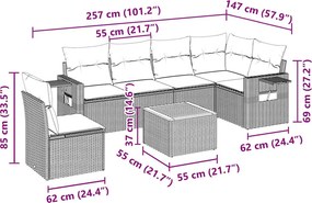7dílná zahradní sedací souprava s poduškami černá polyratan 3256917