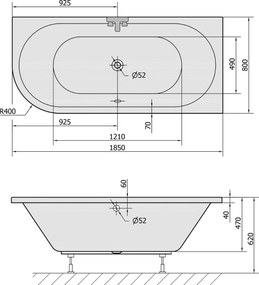 Polysan Viva R 185 x 80 cm vana asymetrická akrylátová pravá 72129