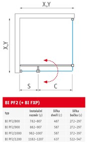 Roth ELEGANT NEO LINE BI PF2+BI FXP Sprchový kout čtvercový 90x90 cm Profil: Lesk, Sklo: Hladké čiré