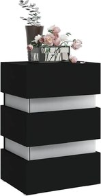 Noční stolek s LED černý 45 x 35 x 67 cm kompozitní dřevo 326841