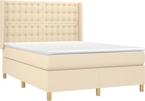 Box spring postel s matrací a LED krémová 140x190 cm textil 3139194