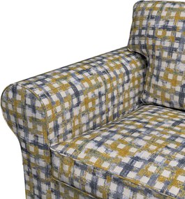 Potah na pohovku IKEA  Ektorp 3-místná, rozkládací STARÝ MODEL PIXBO barva modrá látka pletený vzor, vzorované