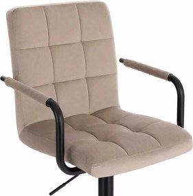 LuxuryForm DESIGN Barová židle VERONA BLACK VELUR na černé kulaté podstavě - latte