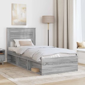 Rám postele s čelo Šedá Sonoma 75 x 190 cm Masivní borové dřevo 3409820