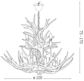 Ideal Lux - Lustr na řetězu CHALET 12xE14/40W/230V paroží