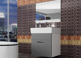 Koupelnový nábytek Belini šedý mat + umyvadlo + zrcadlo  KOR M 1/1/W/SR/0/ZW