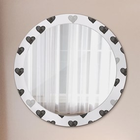 Kulaté zrcadlo s dekorem Abstraktní srdce fi 80 cm