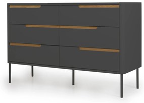TENZO Dřevěná komoda SWITCH antracit se 6 zásuvkami 9007706034