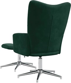 Relaxační křeslo se stoličkou tmavě zelené samet 328130