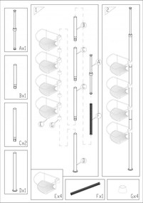 Erga Scopic, rohová teleskopická sprchová tyč 4 policová XL, bílá matná, ERG-YKA-CH.SCOPIC-XL-WHT