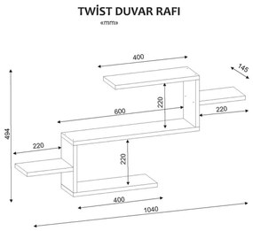 Nástěnná police TWIST 49,4x104 cm bílá