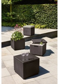 Tmavě hnědý zahradní taburet Cube – Keter