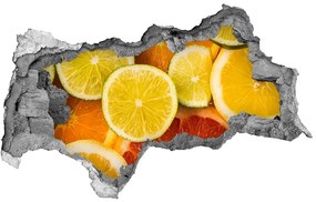 Wallmuralia Nálepka 3D díra na zeď Citrusové ovoce 95x73 cm