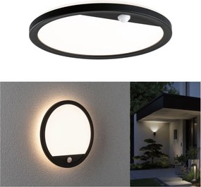 P 94664 LED venkovní panel Lamina vč. pohybové čidlo IP44 kruhové 280mm 3000K 14,5W 230V černá umělá hmota - PAULMANN