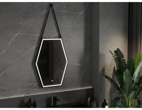 Mexen Orla podsvícené koupelnové zrcadlo 60 x 80 cm, LED 6000K, ventilátor, Černá rama - 9815-060-080-611-70
