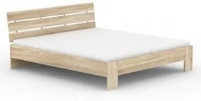 Manželská postel REA Nasťa 180x200cm - dub, 1. pás čela 1102 - cappuccino, 2. pás čela 1027 - bílá, 3. pás čela v barvě postele
