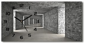 Wallmuralia Skleněné hodiny na stěnu tiché Tunel z cihel 60x30 cm